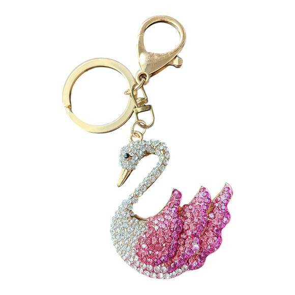 Accessories | Elegant Pink And Silver Swan Keychain | Poshmark